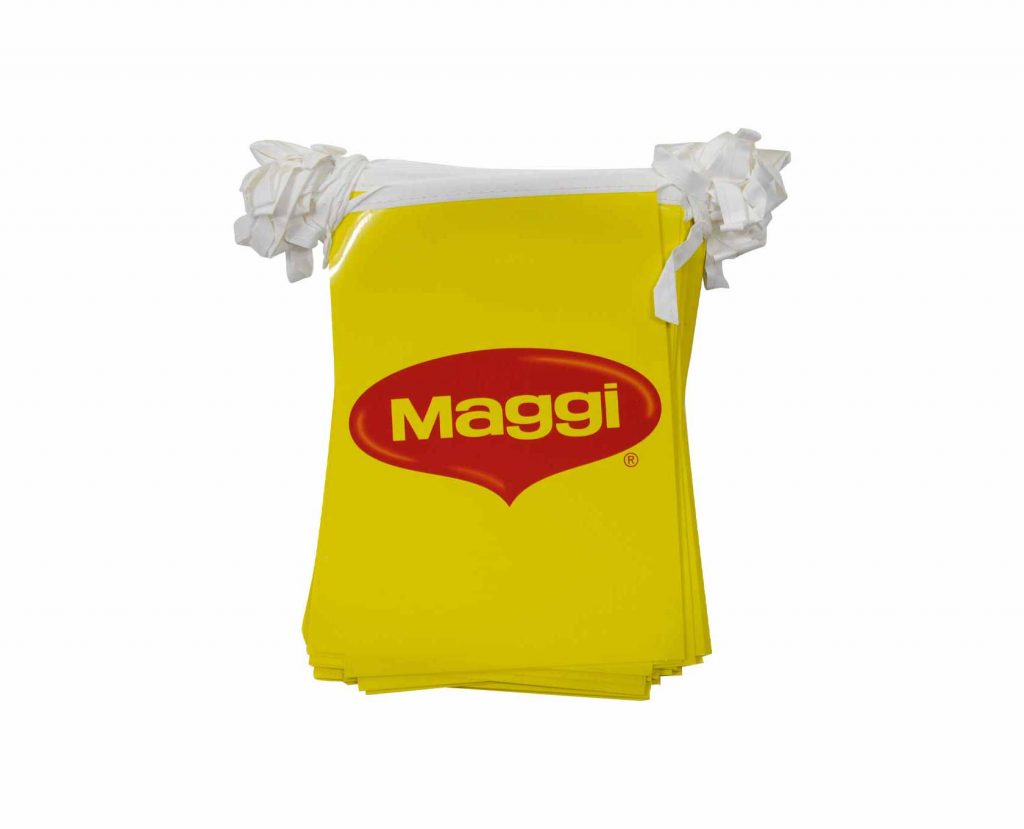 Coated paper pennant banner for maggi – Custom pennant banner Factory